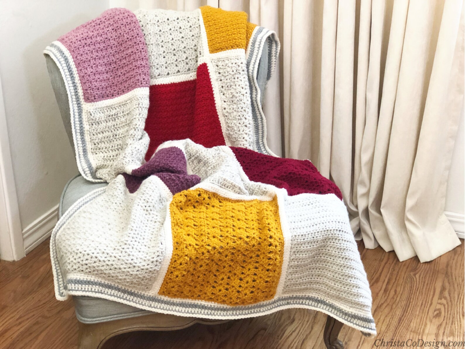 Easy Crochet Blanket Pattern Modena Patchwork Aran Yarn PDF - Etsy