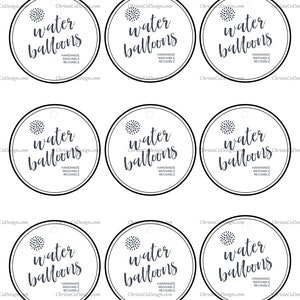 Water Balloon Tag Printable: Handmade, Washable, Reusable (PDF Download ...
