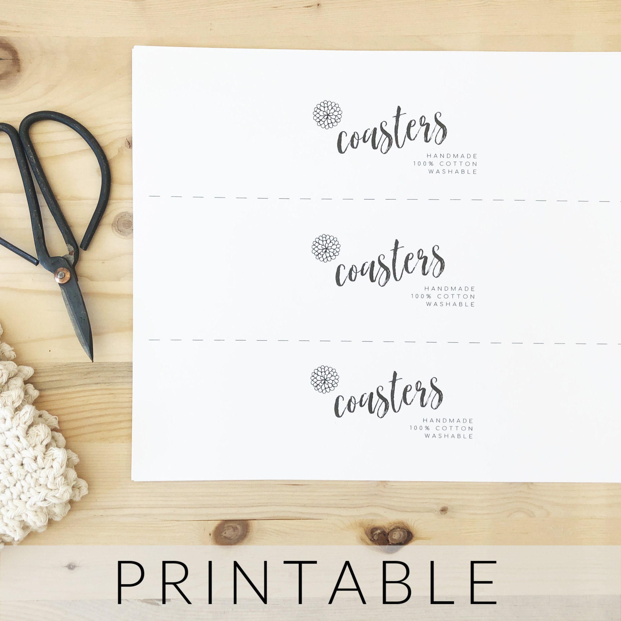 Printable Labels Coaster | Crochet Coaster Label Printable PDF | Knit ...