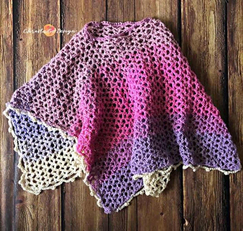 Crochet Merletto Poncho Pattern PDF - Intermediate - DK Yarn - Toddler ...