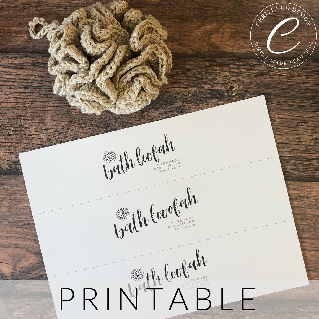 Printable Labels Loofah | Crochet Loofah Gift Tag Printable PDF | Bath ...