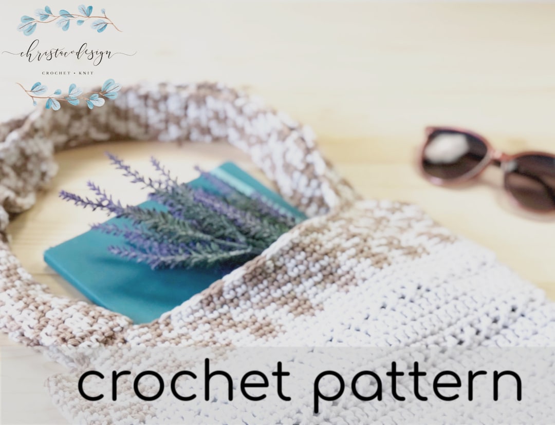 Crochet Library Tote Pattern - Easy Aran Yarn Bag Purse Hands Tote PDF ...