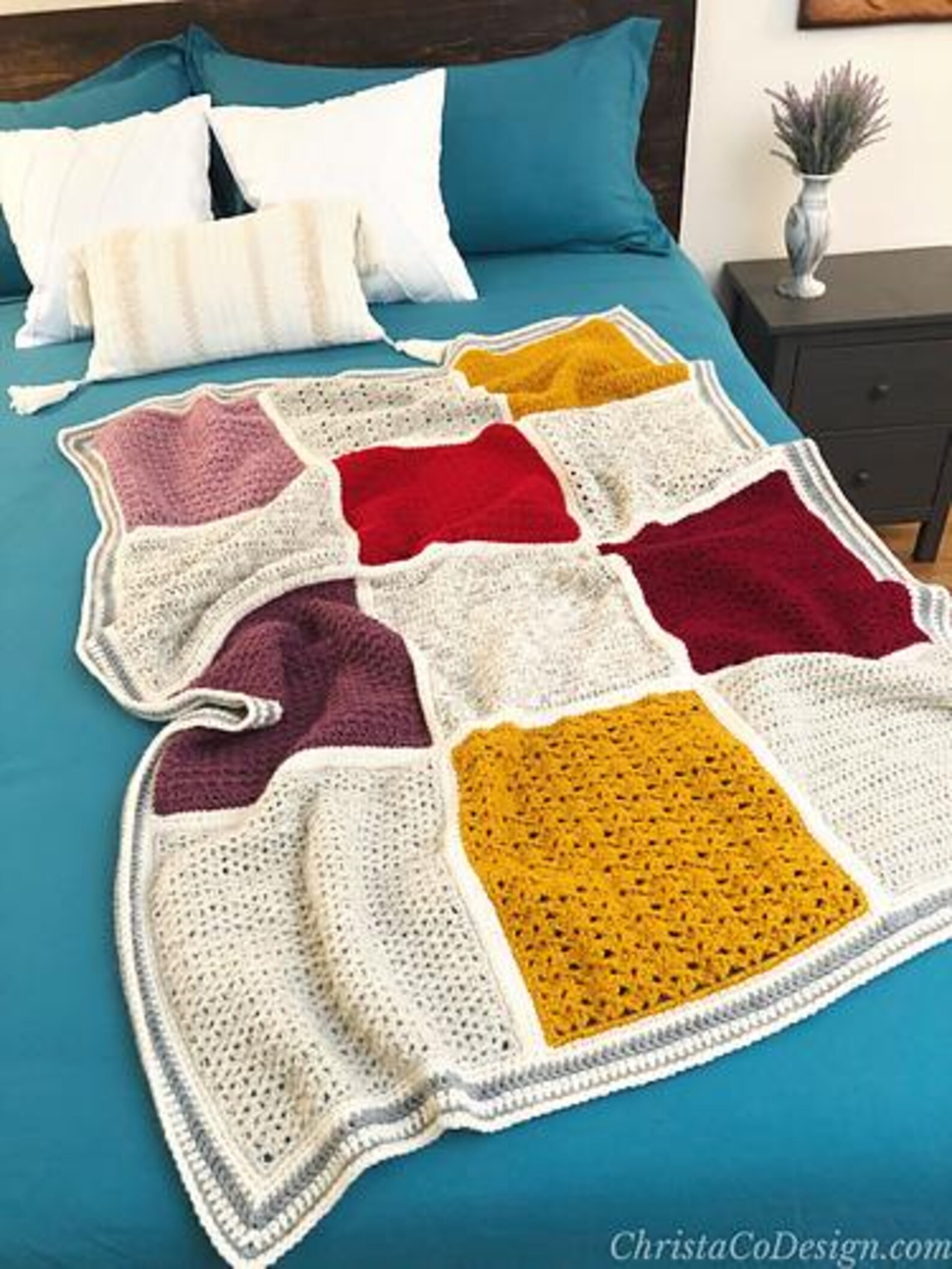 Easy Crochet Blanket Pattern Modena Patchwork Aran Yarn PDF - Etsy