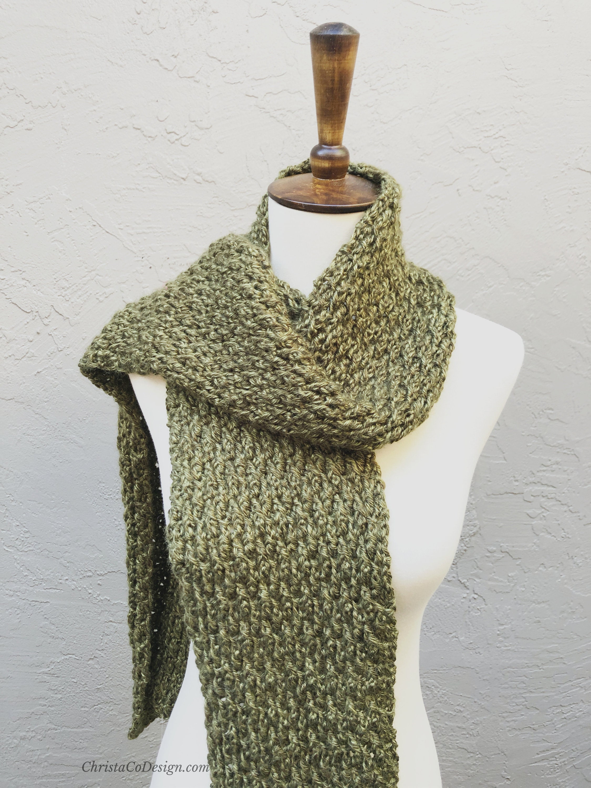 Matteo Scarf Crochet Pattern - Intermediate Aran Yarn - Textured Unisex ...