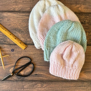Beginner Knitting Pattern for Aran Beanie Simple Stockinette Toque ...
