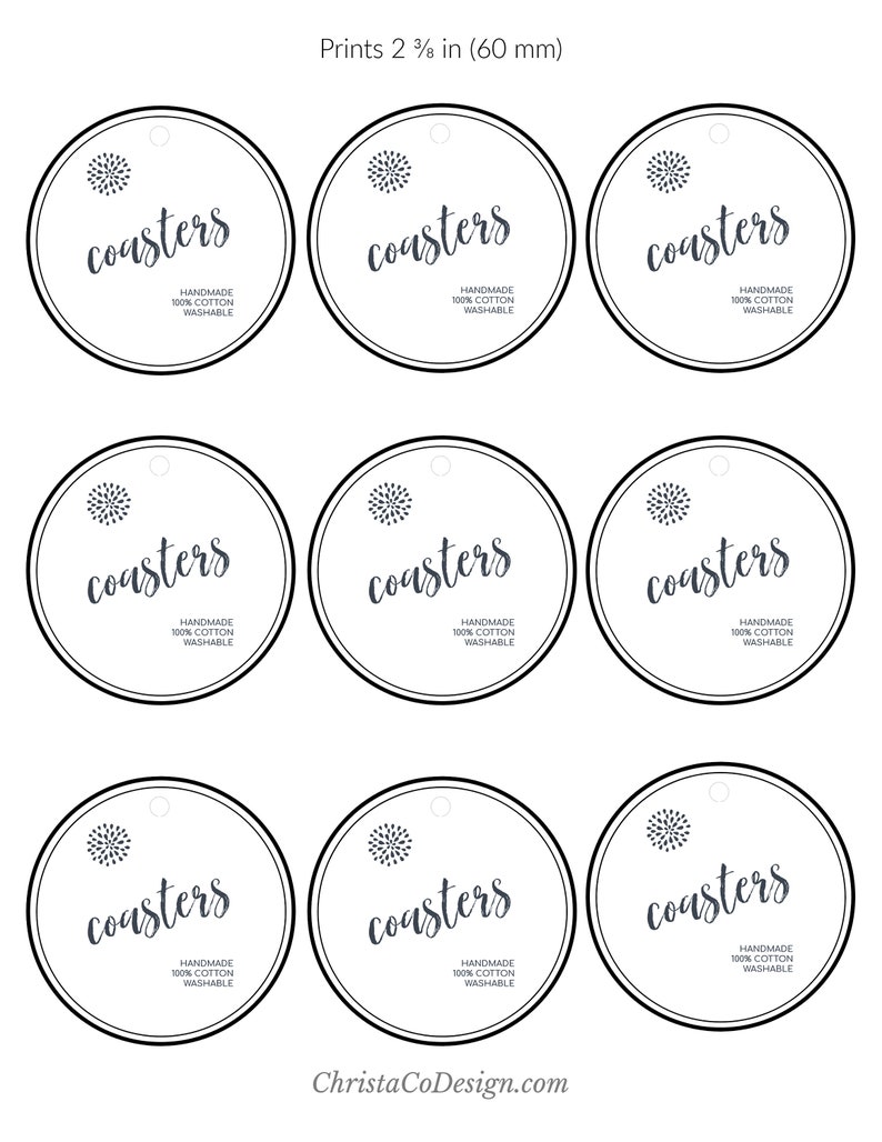 Printable Gift Tag Coaster Label Printable PDF Round Tag - Etsy