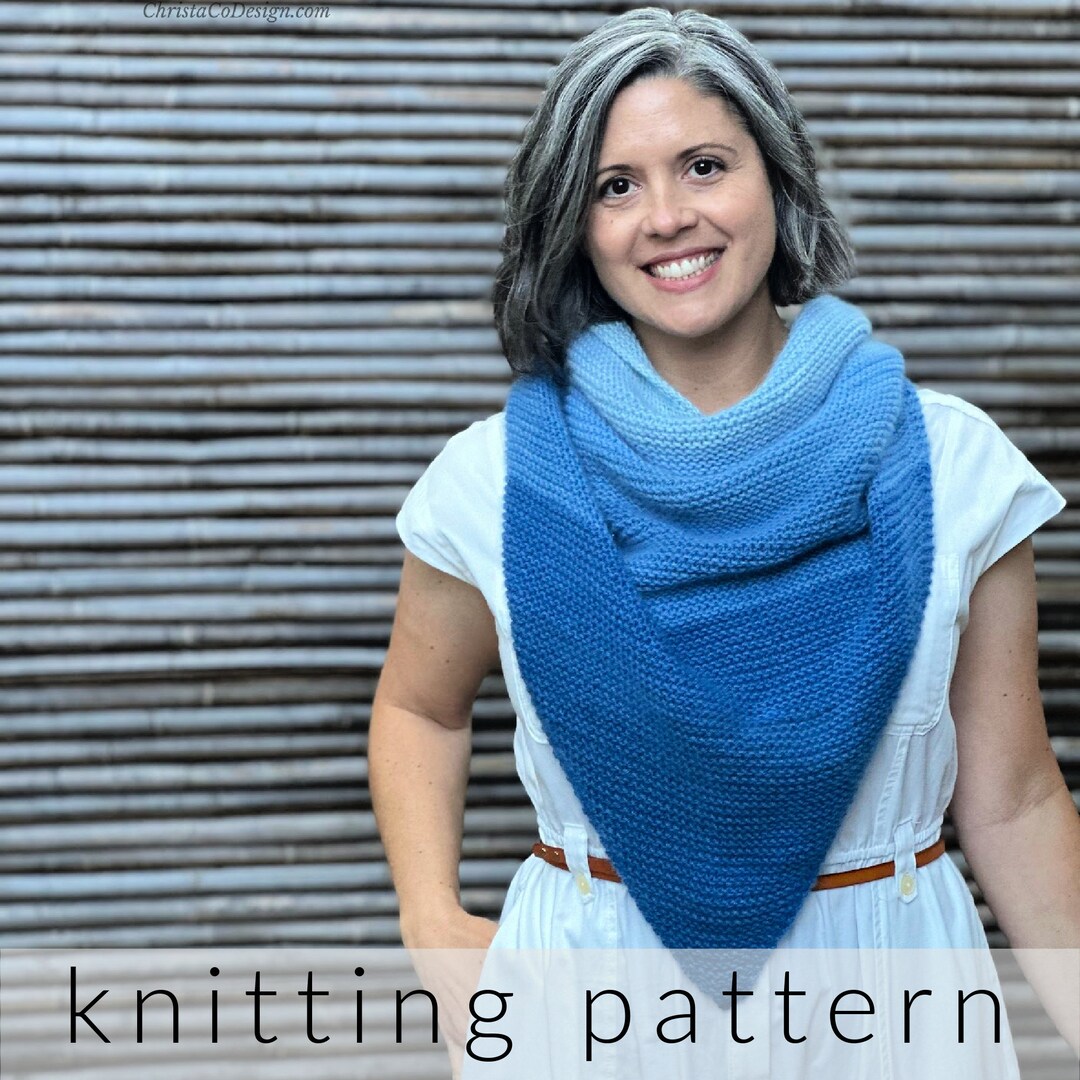 Ombre Triangle Shawl Knitting Pattern - Beginner - DK Yarn - Video ...