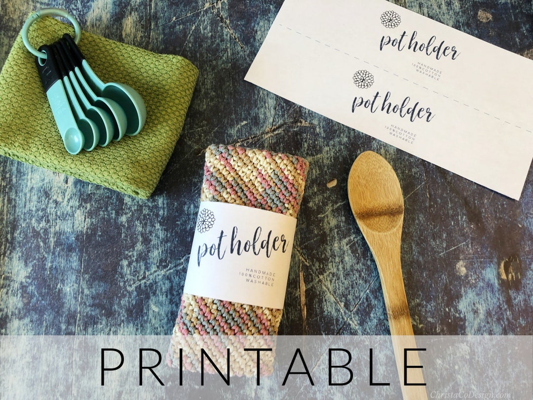 Printable Labels Pot Holder | Crochet Pot Holder Label Printable PDF ...