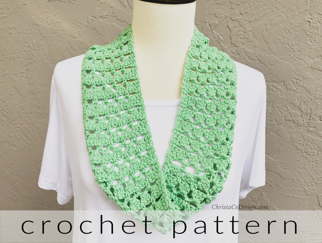 Trina Cowl Crochet Pattern - Beginner Lace Eyelets Rectangle - DK Yarn ...