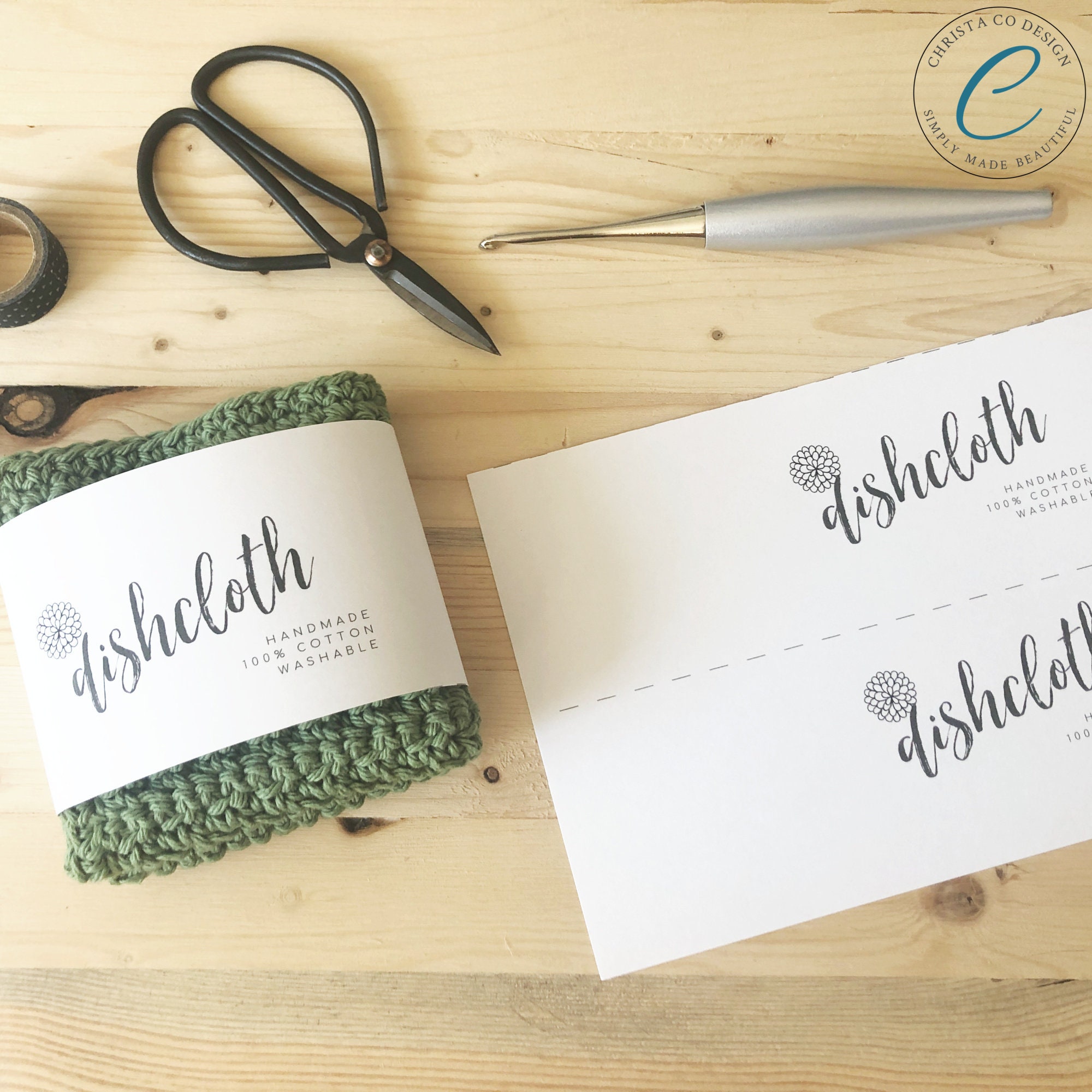 Printable Label Dishcloth Gift Tag | Pdf Download Dishcloth Printable ...