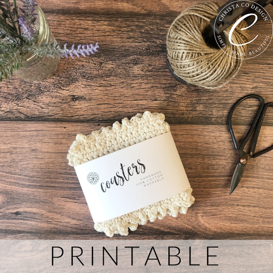 Printable Labels Coaster | Crochet Coaster Label Printable PDF | Knit ...