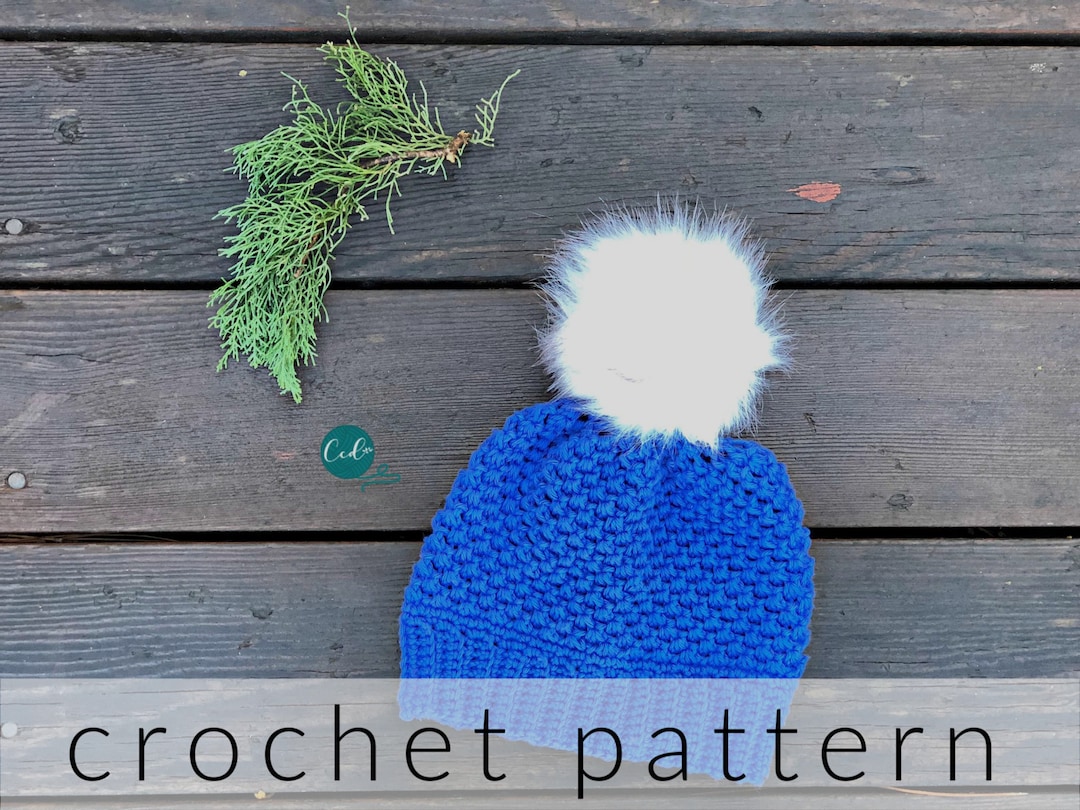Crochet Winter Pom Hat Pattern PDF - Intermediate Aran Yarn Beanie ...