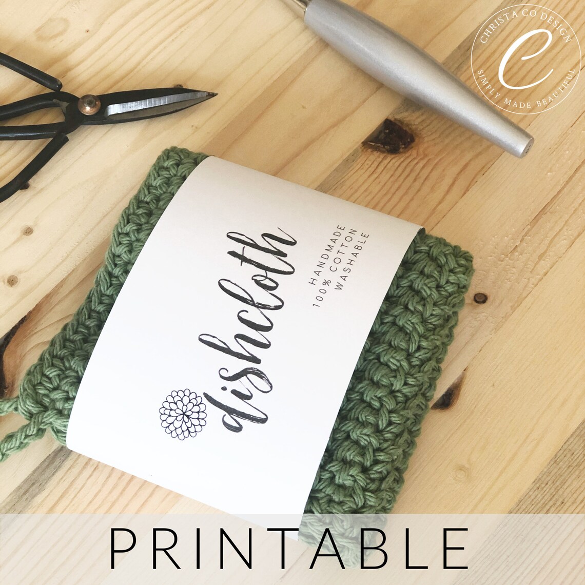 Printable Label Dishcloth Gift Tag | Pdf Download Dishcloth Printable ...