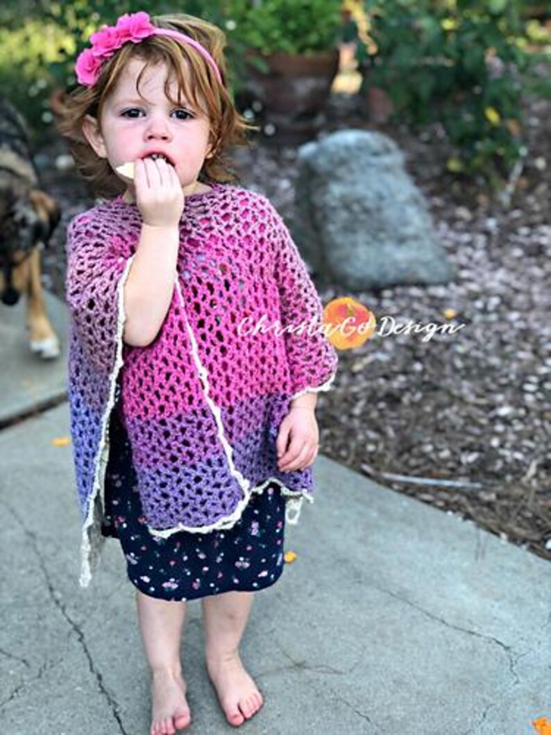 Crochet Merletto Poncho Pattern PDF - Intermediate - DK Yarn - Toddler ...