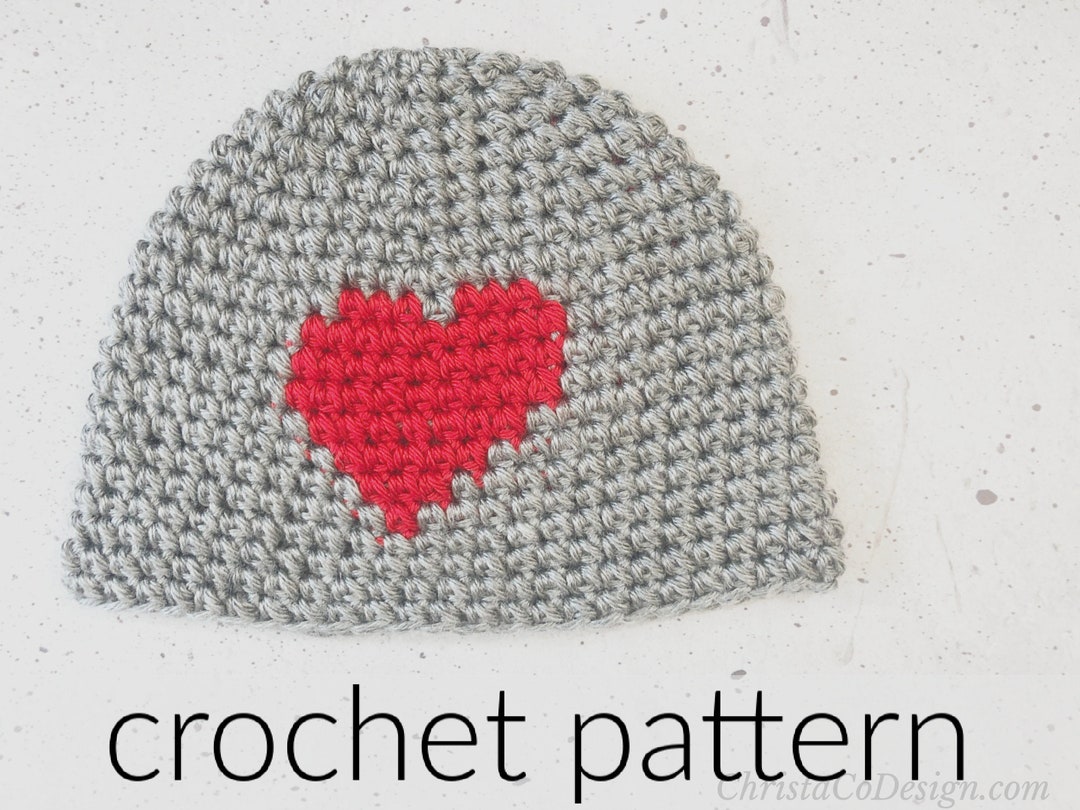 Crochet Pattern Hat Pebbled Heart Hat Crochet Pattern Top Down Beanie ...