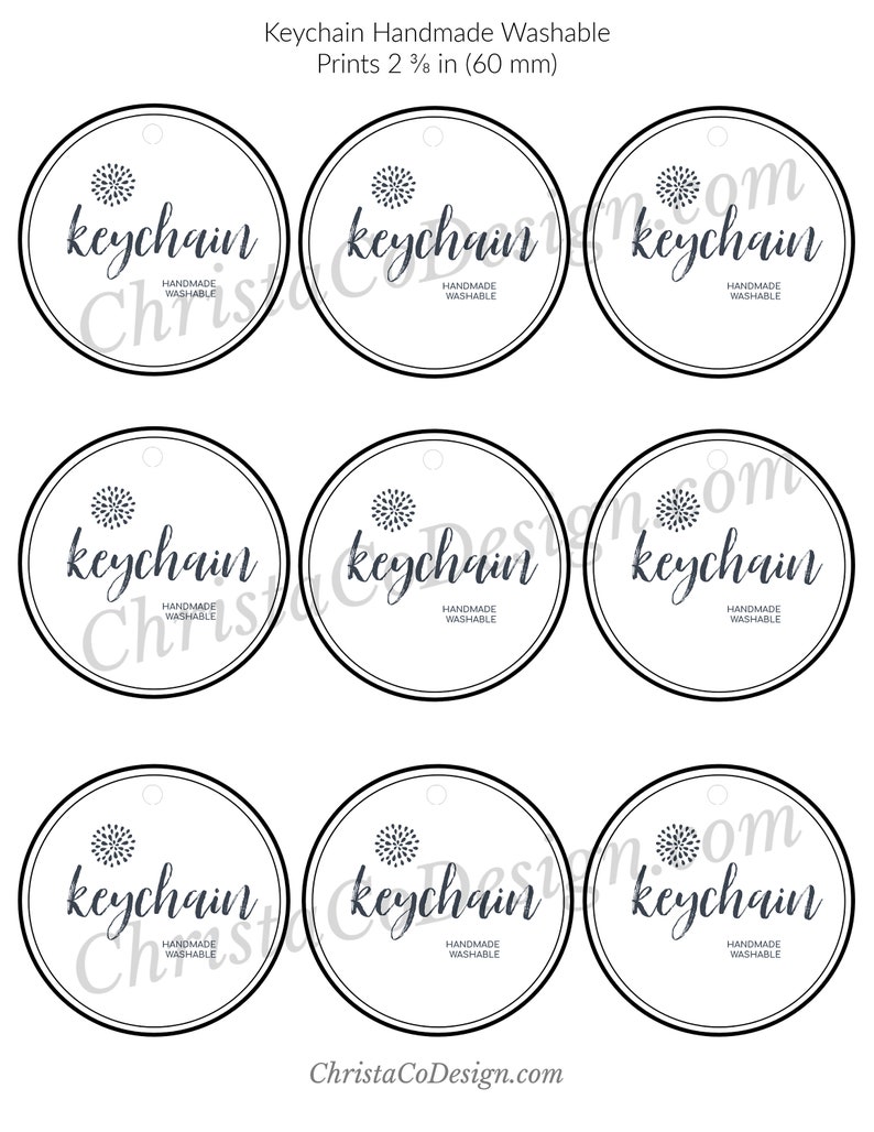 Printable Keychain Gift Tags: Handmade Circle Labels (PDF Download) - Etsy