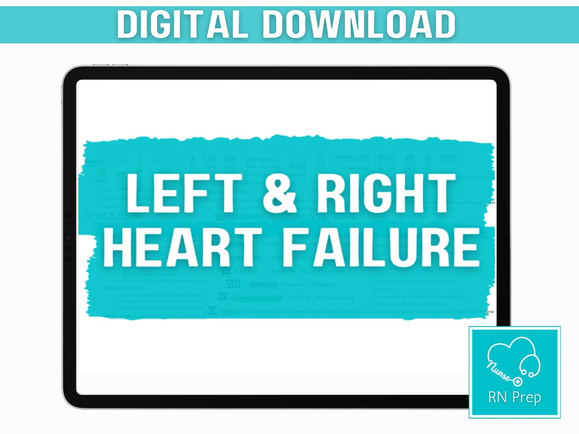 Left and Right Heart Failure Cheat Sheet, Nurse Study Sheets - Etsy