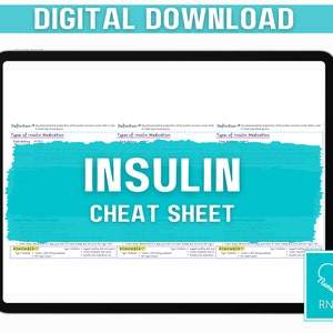 Insulin Cheat Sheet, Nurse Study Sheets - Etsy
