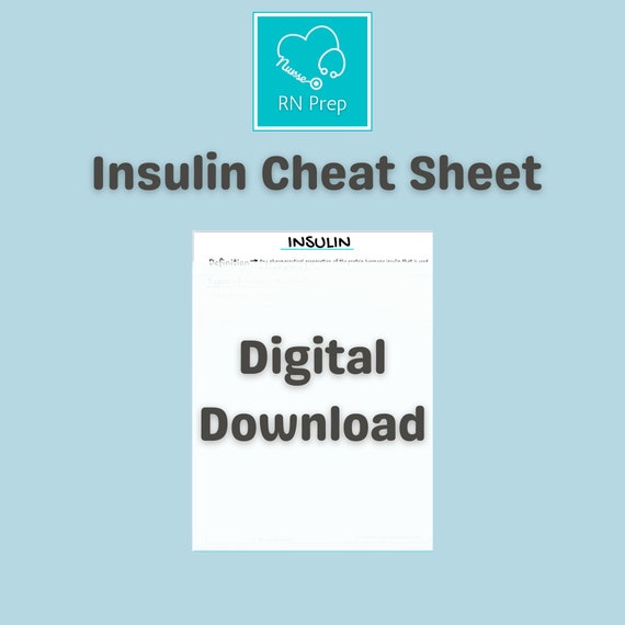 Insulin Cheat Sheet Nurse Study Sheets | Etsy