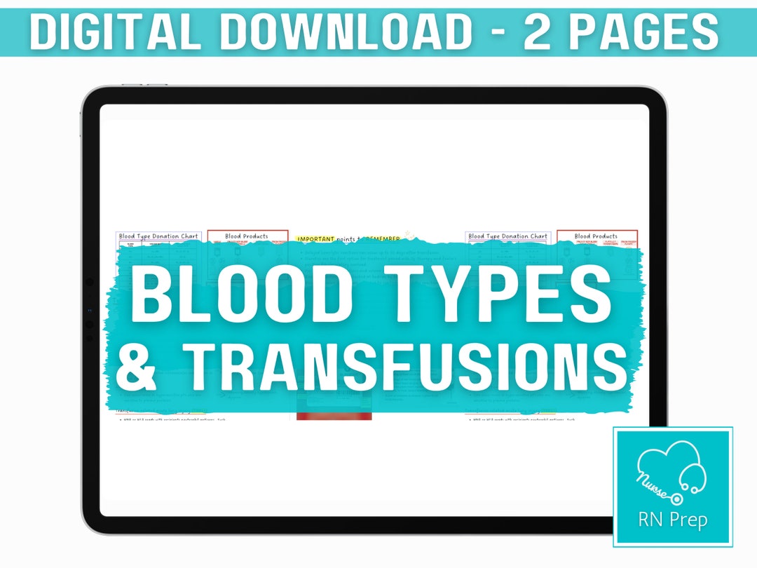 Blood Types and Transfusions, Nurse Study Sheets - Etsy