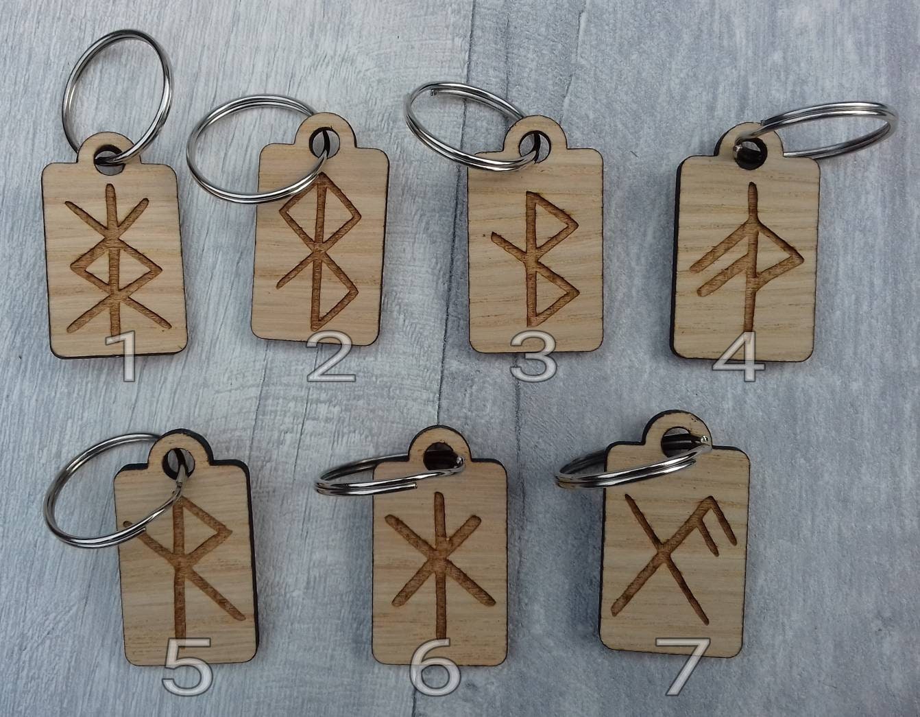 Laser Cut and Engraved Keyring Keychain 14 Bindrunes for - Etsy UK