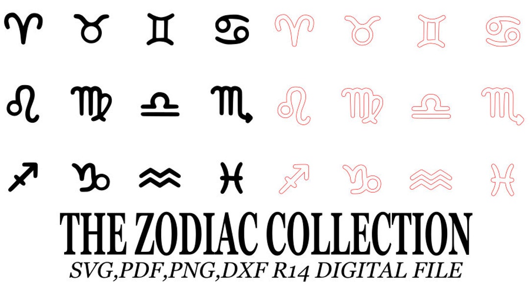 Digital Download Svg Png Dxf Pdf Files the Zodiac Collection 12 ...
