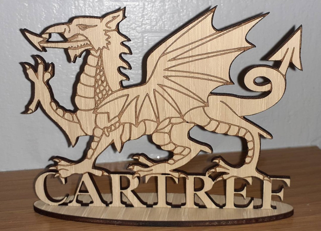 Welsh Dragon Unique Laser Engraved Welsh Dragon With the Word Cartref ...