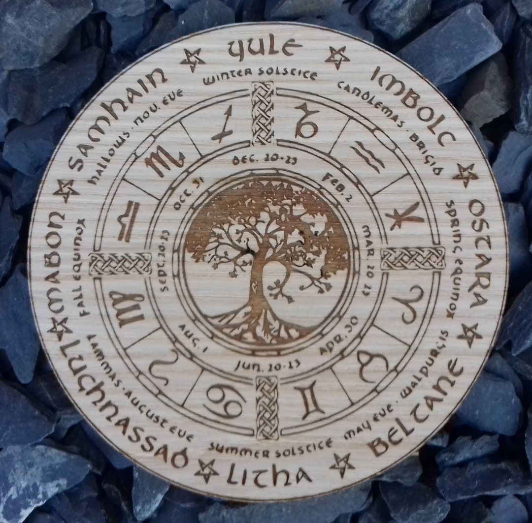 Wheel of the Year Wiccan Seasonal Calendar Wall Hanging Plaque Tree of ...