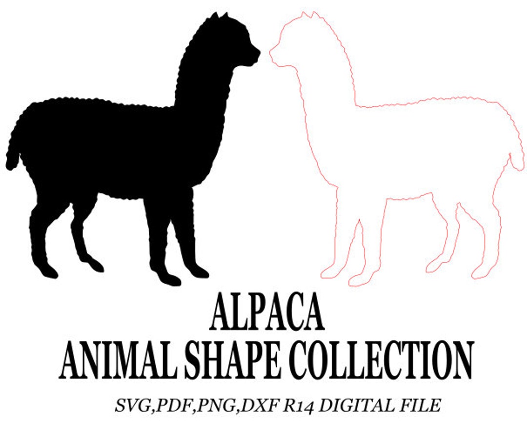 Alpaca Outline and Silhouette Digital Download Svg,pdf,png Dxf R14 File ...