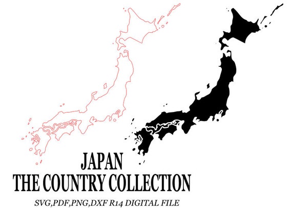 Japan Country Outline and Silhouette the Country Collection - Etsy
