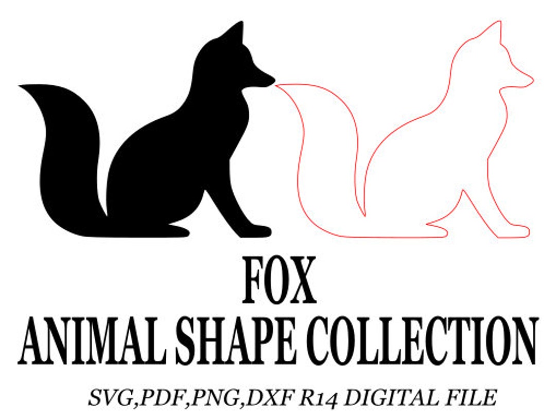 Fuchs sitzend Umriss und Silhouette Digital download SVG,pdf,png dxf ...