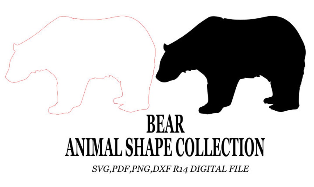 Bear Outline and Silhouette Digital Download Svg,pdf,png Dxf R14 Files ...