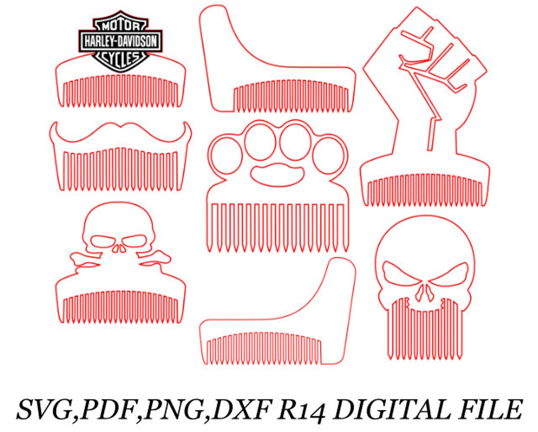 6 X Beard Combs Digital Download Svg Png Pdf Dxf File 6 Different ...