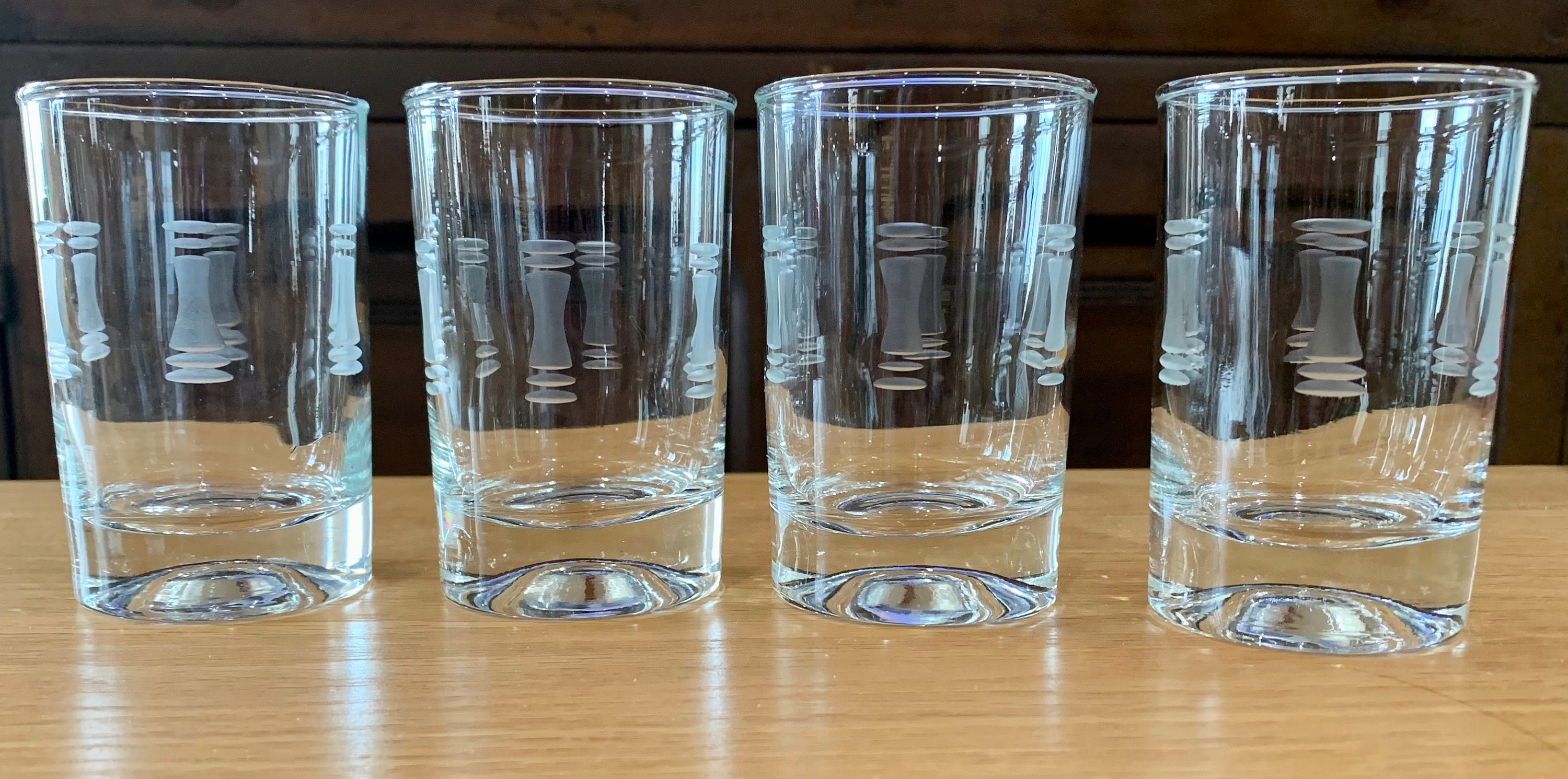 Set Of 4 Etched Juice Glasses Or Small Cocktails 5 Ounces Etsy