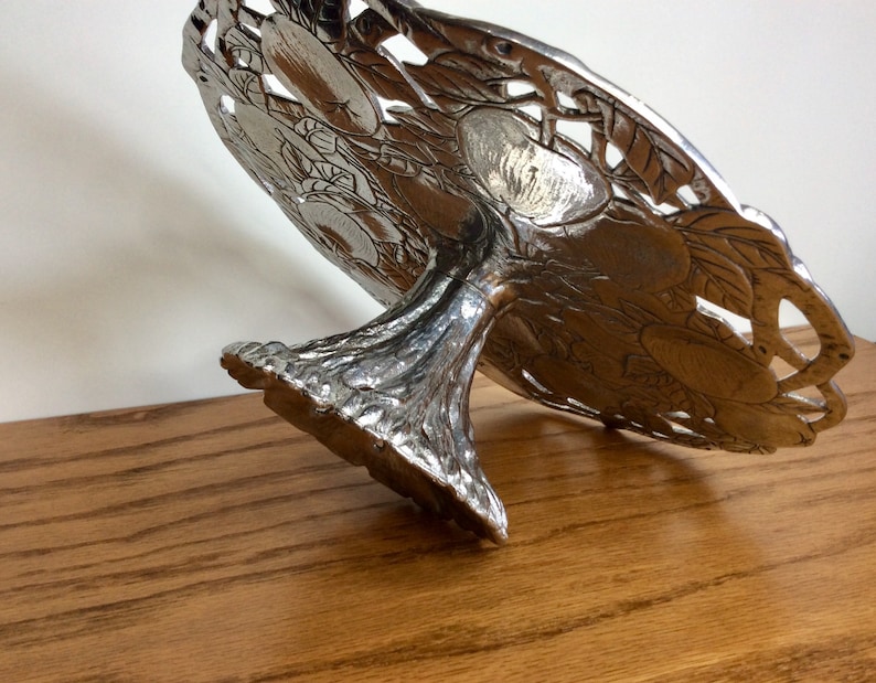 Vintage Arthur Court Pedestal Cake Stand, Apple Design Metal Serving ...