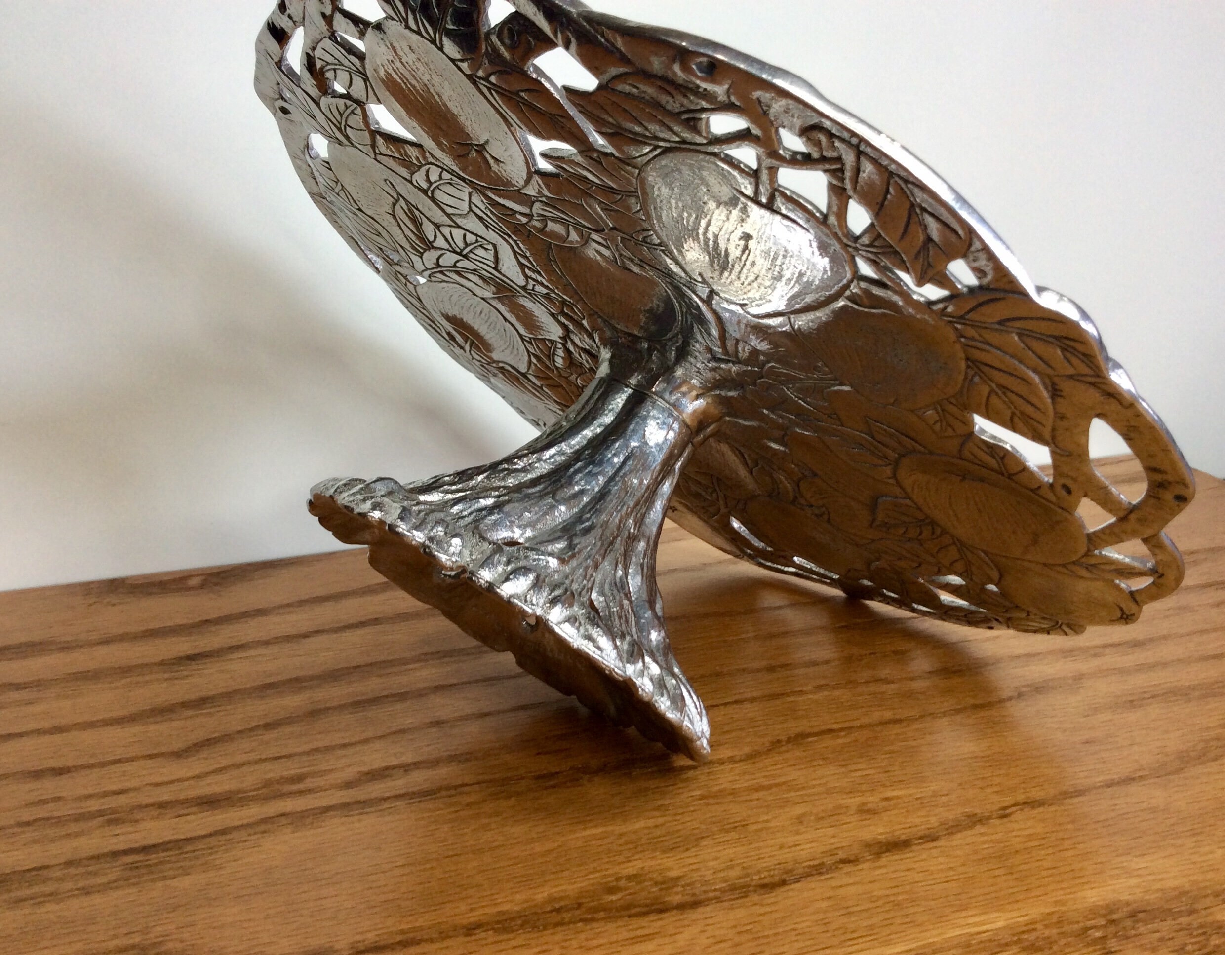 Vintage Arthur Court Pedestal Cake Stand, Apple Design Metal Serving ...