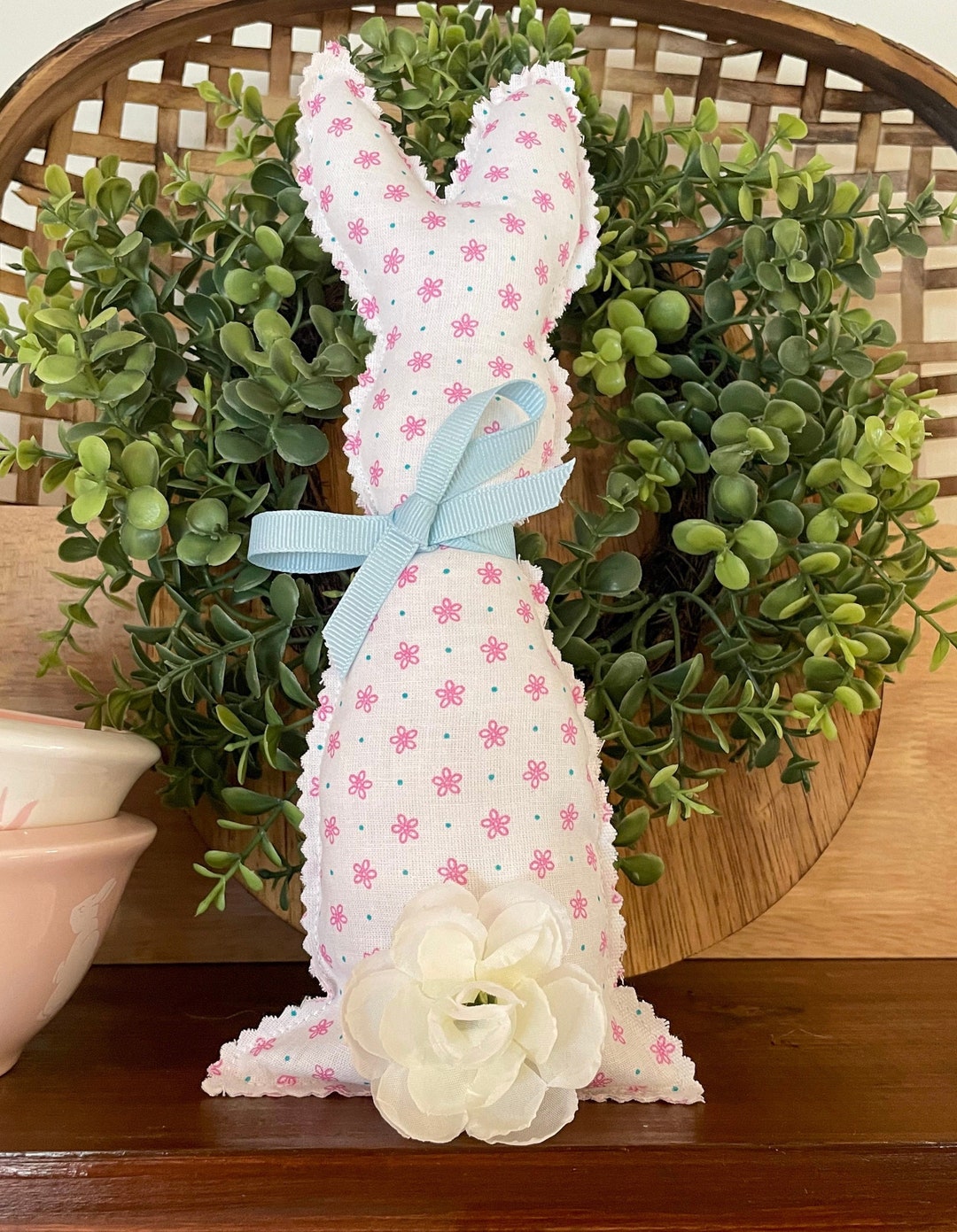 Farmhouse Fabric Bunny Cloth Easter Bunny Bunny Shelf - Etsy