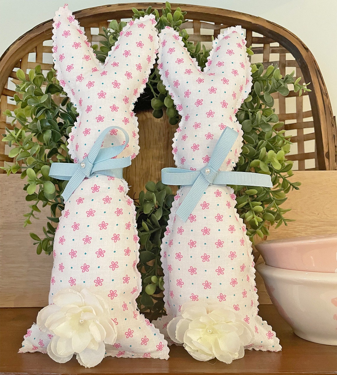 Farmhouse Fabric Bunny, Cloth Easter Bunny, Bunny Shelf Sitter, Easter ...