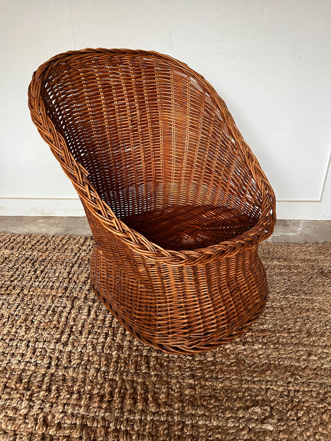 Vintage Rattan Wicker Bucket / Scoop Chair PICK-UP ONLY - Etsy