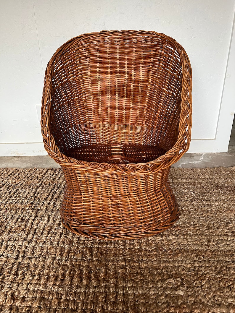 Vintage Rattan Wicker Bucket / Scoop Chair (PICK-UP ONLY) - Etsy