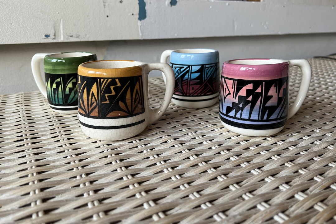 Set of 4 Vintage Signed Retro Navajo Coffee Cup Mugs - Etsy