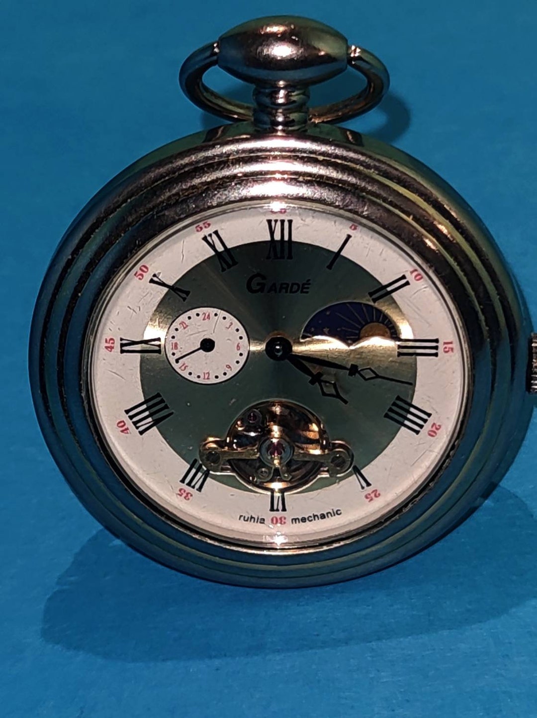 Magnificent Rare Pocket Watch Moon Phase, Base to Expose a Table ...