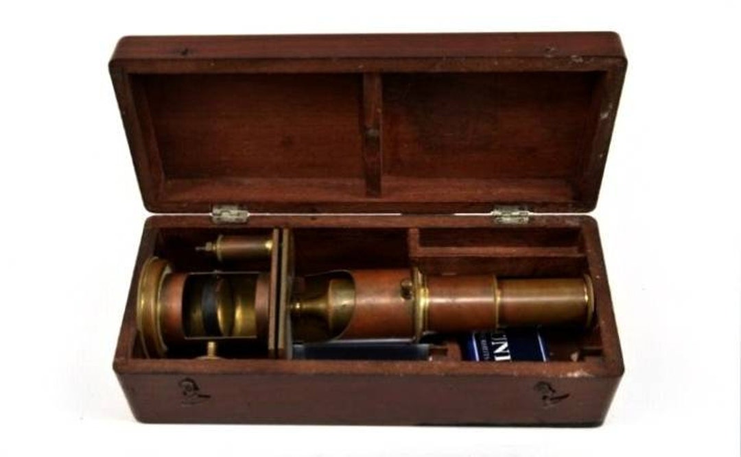 Gorgeous Portable Field Microscope, Little Microscope Half 19th Century ...