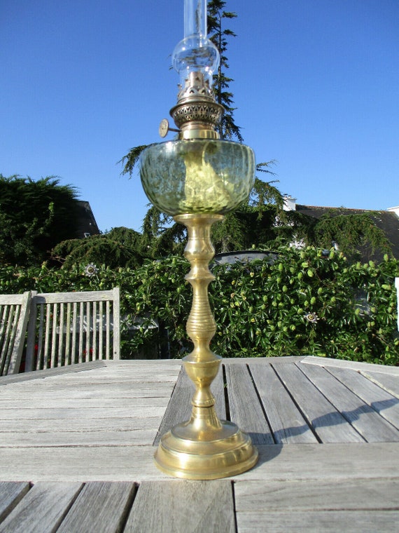 Magnifique lampe ancienne quinque huile ou paraffine sur pied - Etsy France