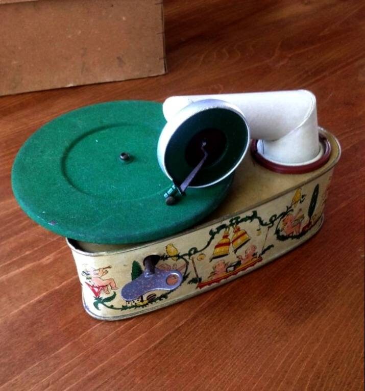 Gramophone Tin Toy. With Box Original. Ancient Phonograph - Etsy