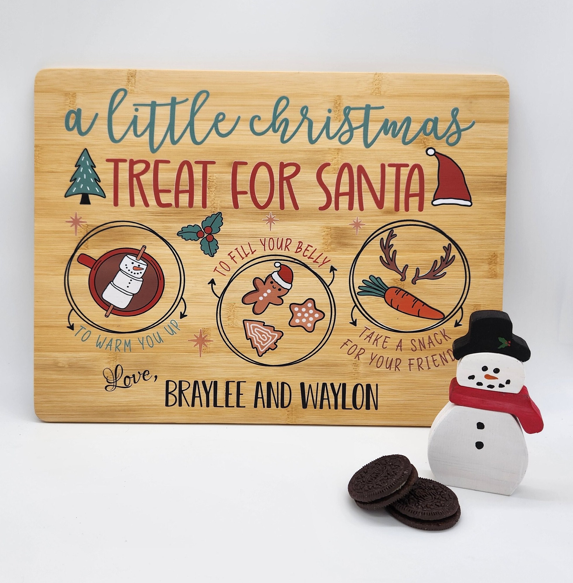 Personalized Wooden Santa Milk and Cookies Tray With Treat for Reindeer ...