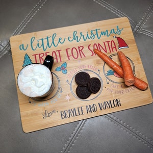 Personalized Wooden Santa Milk and Cookies Tray With Treat for Reindeer ...