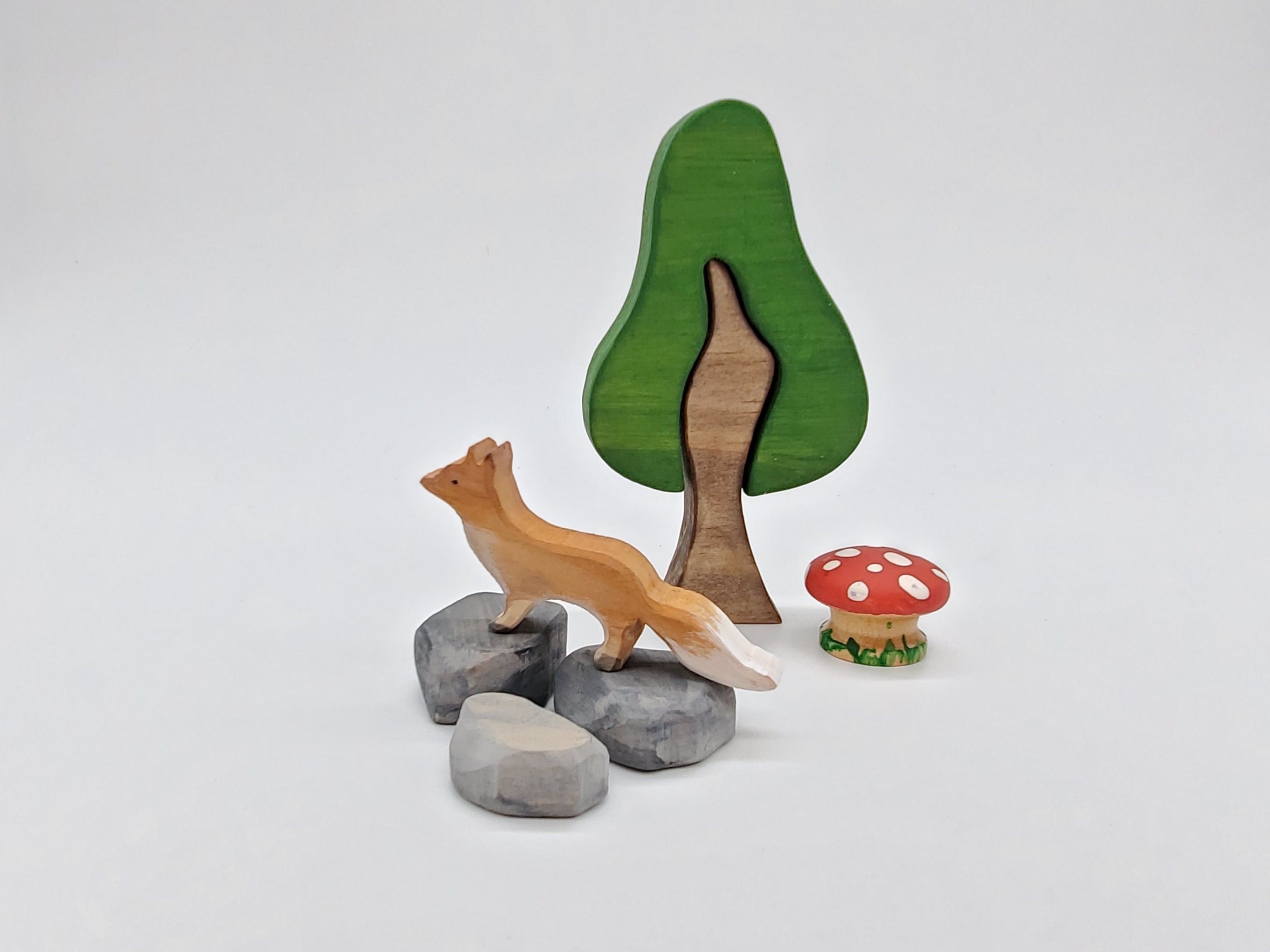 Mushroom House Wood Playset With Log and Raccoon. Great Toys for Boys ...