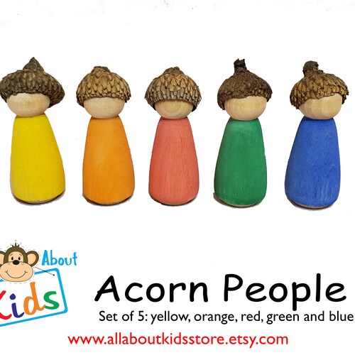 Rainbow Acorn Peg People / Waldorf and Montessori Inspired / - Etsy