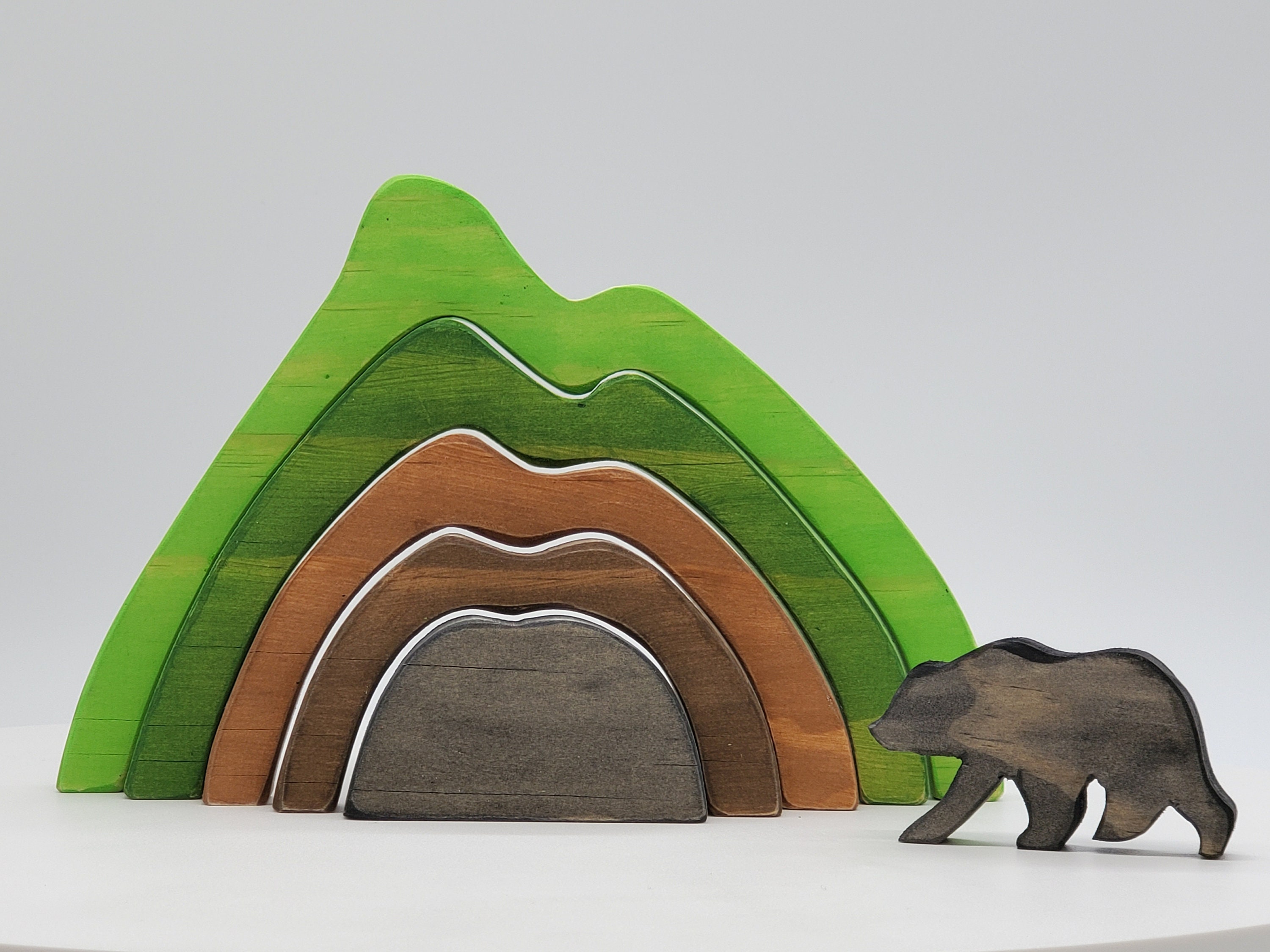 Bear and Mountain Stacker Waldorf and Montessori Inspired Wood Stacking ...